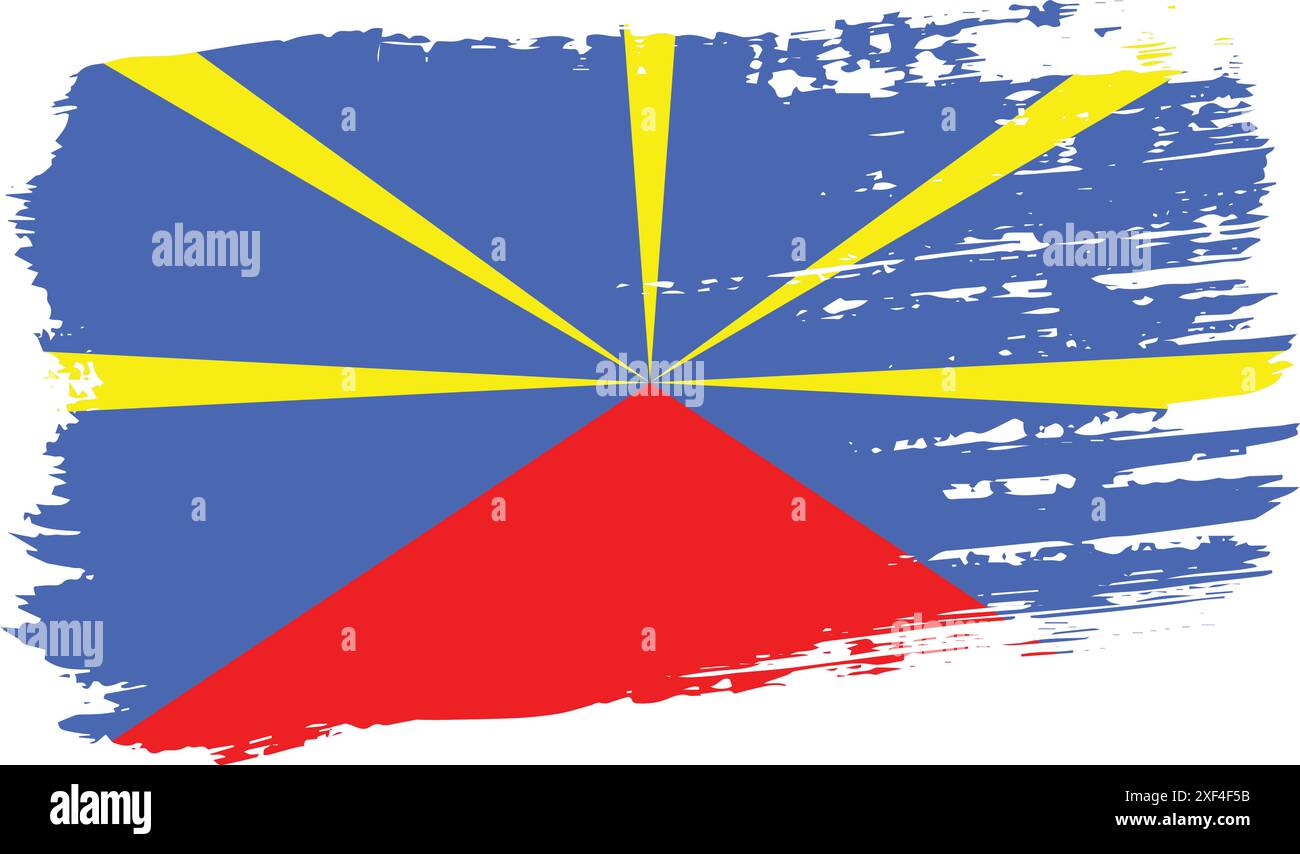 Reunion flag, wide brush stroke on transparent background, vector Stock ...