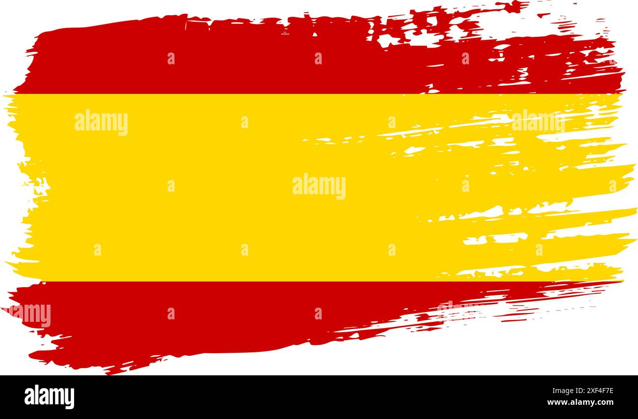 Spain flag, wide brush stroke on transparent background, vector Stock ...