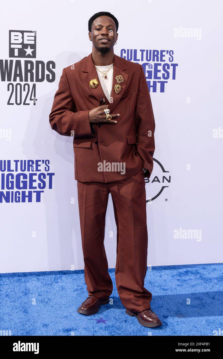 Joey Bada$$ attends the arrivals of the “BET Awards” 2024 at the ...
