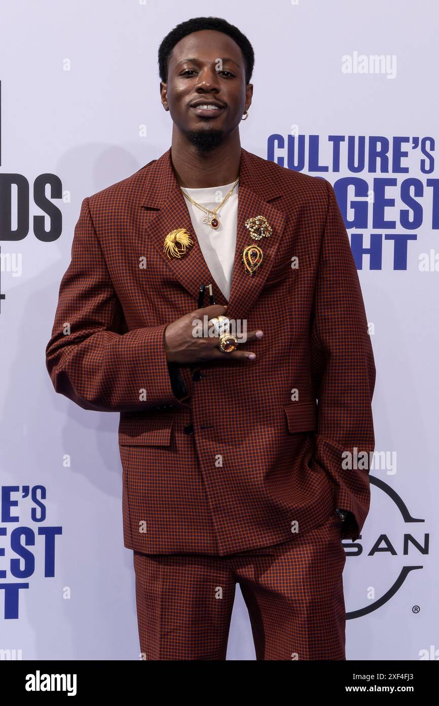 Joey Bada$$ attends the arrivals of the “BET Awards” 2024 at the ...