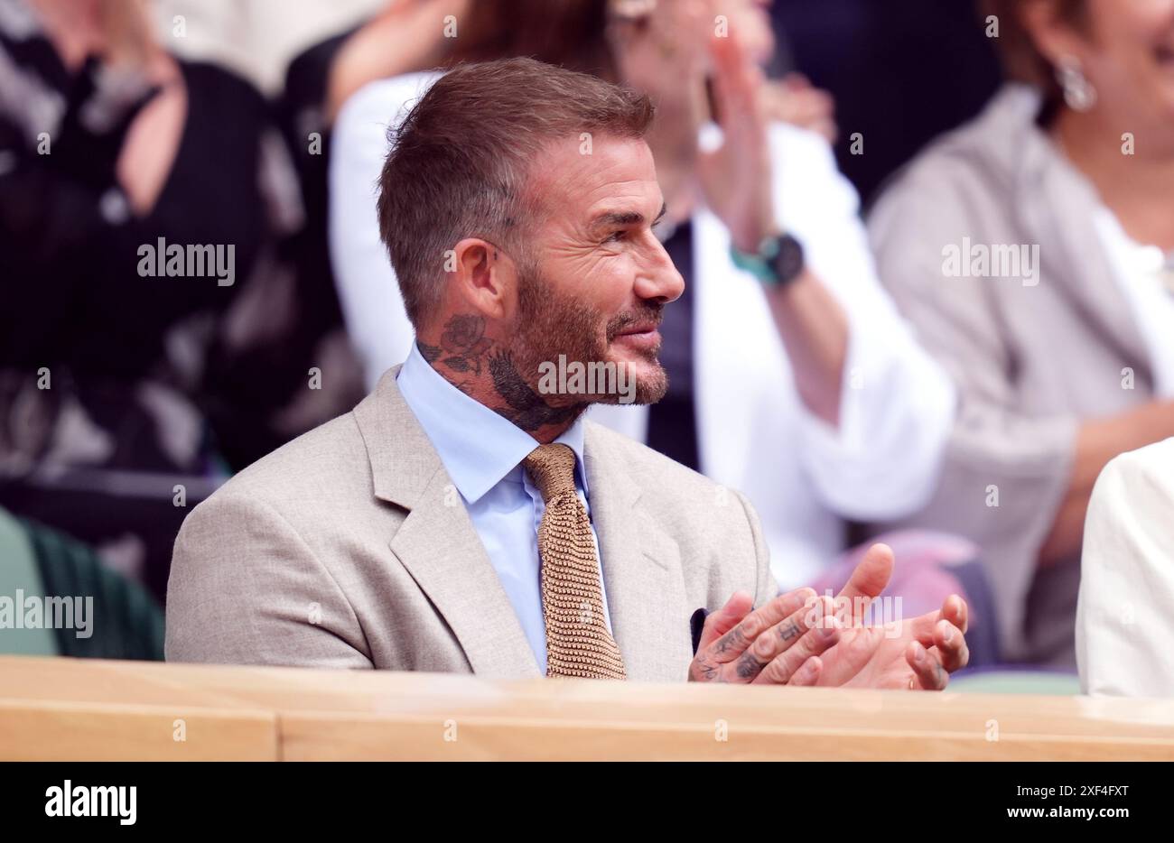 David Beckham in the royal box of centre court on day one of the 2024 ...