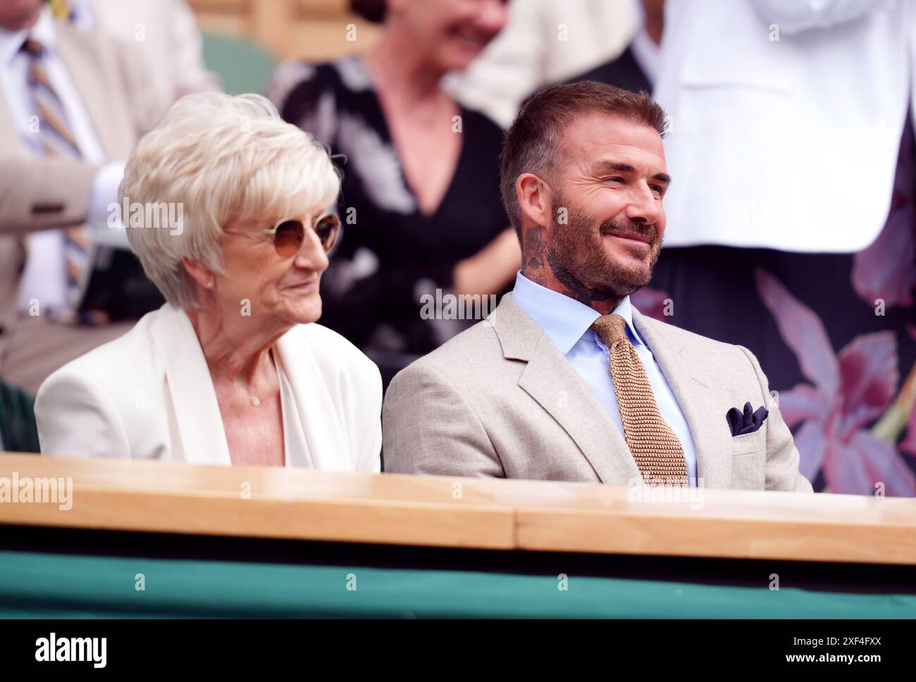 David Beckham and Sandra Beckham in the royal box of centre court on ...