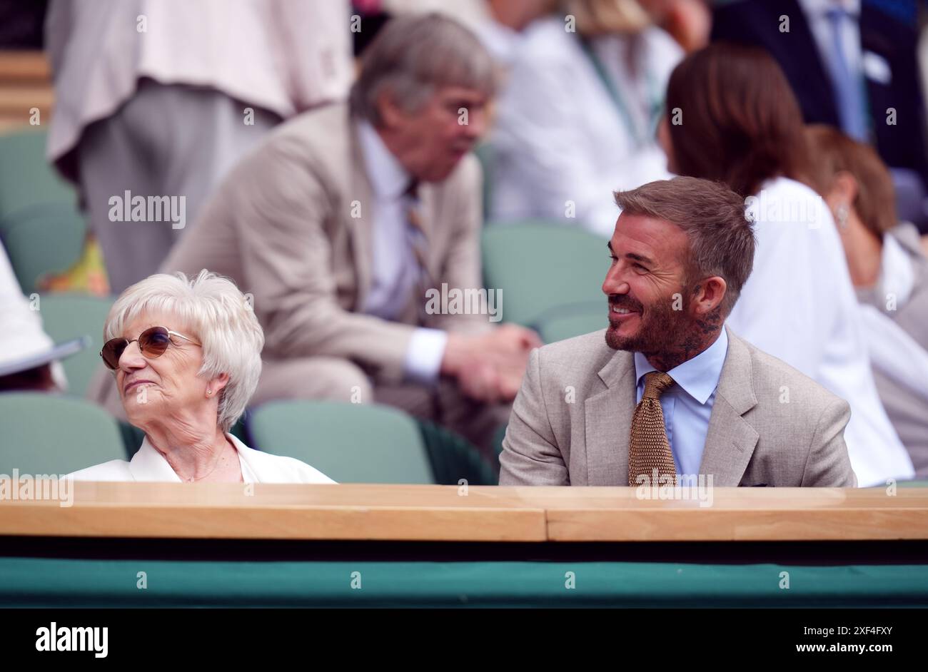 David Beckham and Sandra Beckham in the royal box of centre court on ...