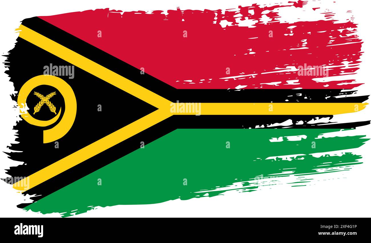 Vanuatu flag, wide brush stroke on transparent background, vector Stock ...