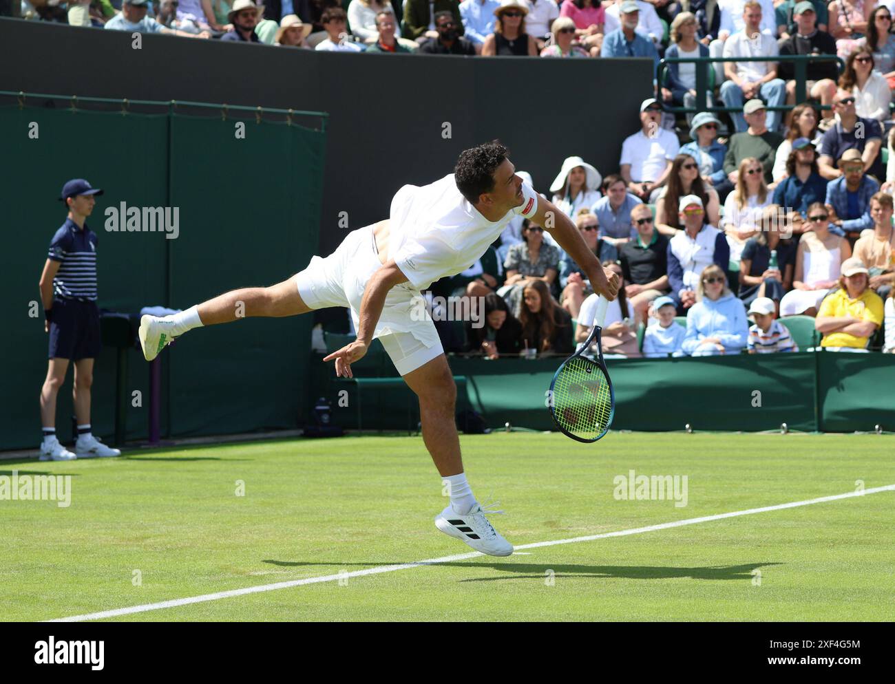 London, UK. 01st July, 2024. Australian Alex Bolt serves in his first ...