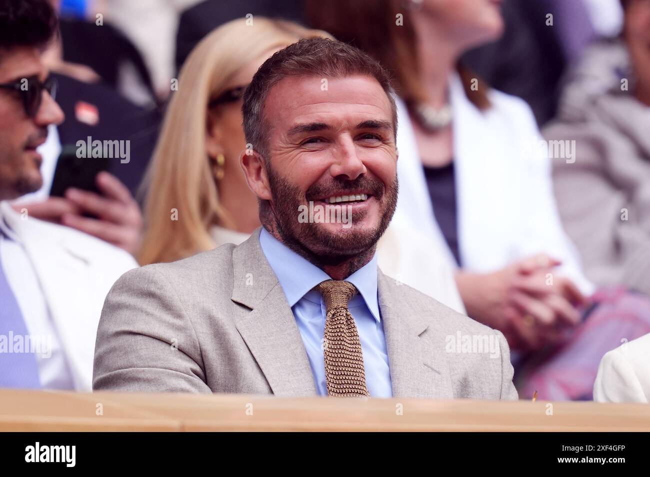 David Beckham in the royal box of centre court on day one of the 2024 ...