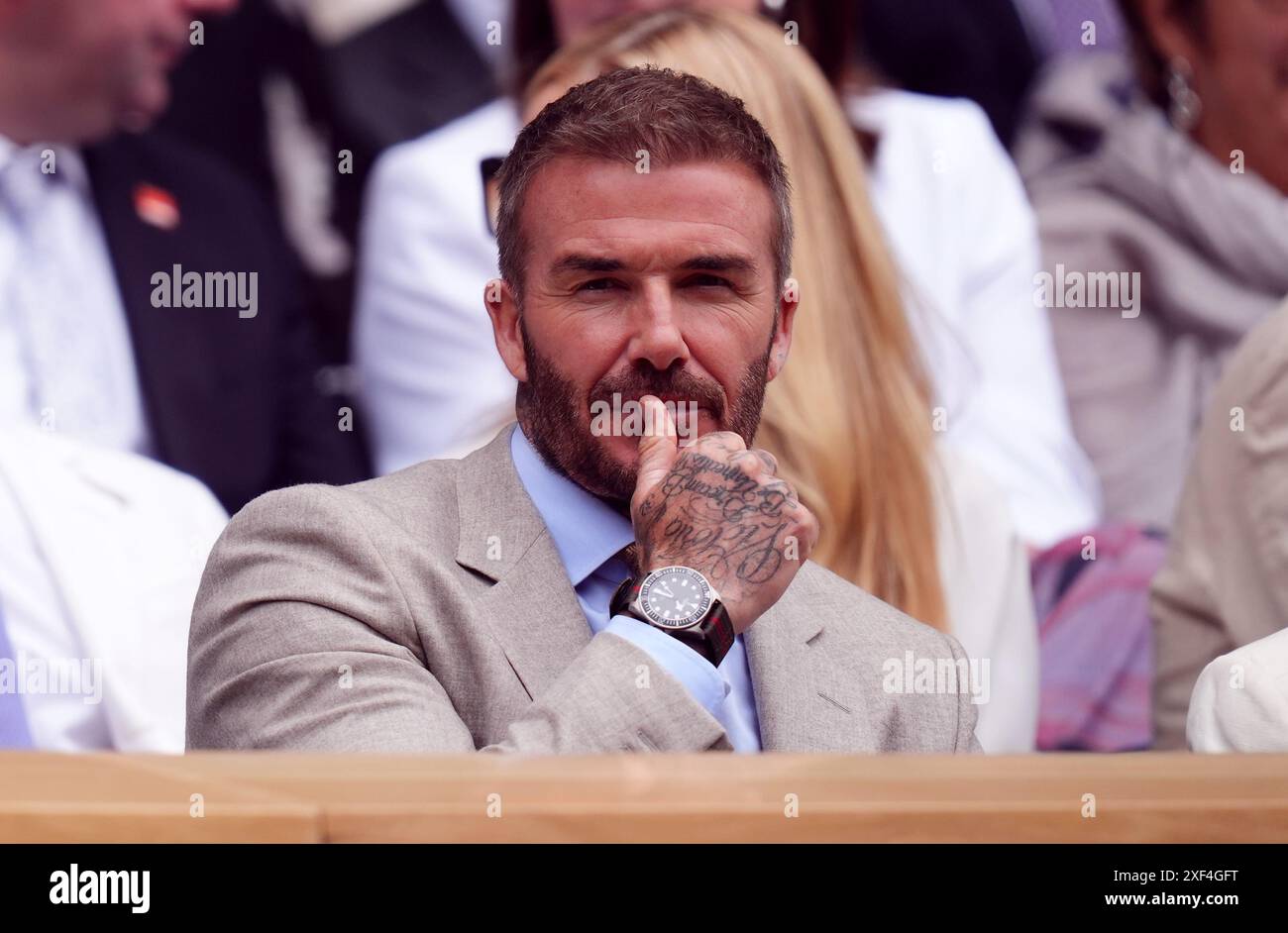 David Beckham in the royal box of centre court on day one of the 2024 ...