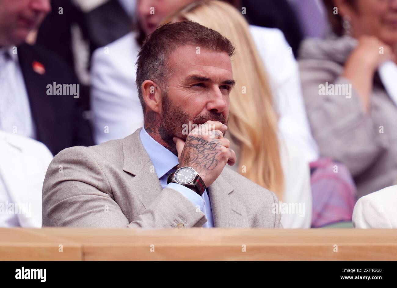 David Beckham in the royal box of centre court on day one of the 2024 ...