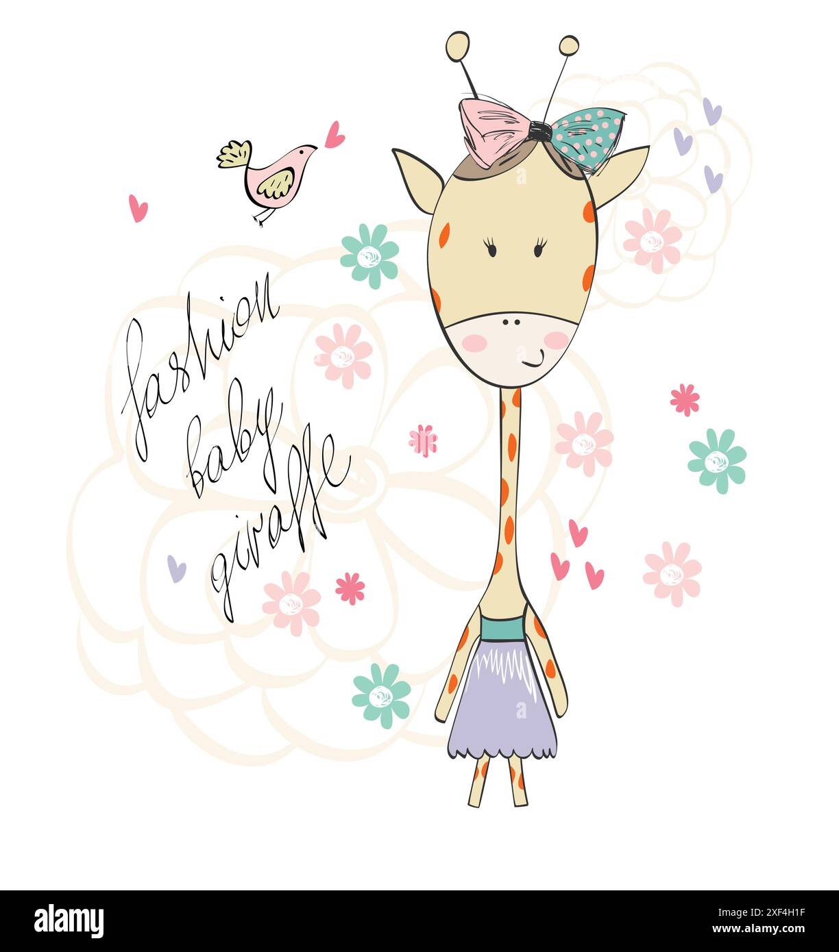 Fashion giraffe girl. Vector hand drawn illustration Stock Vector Image ...