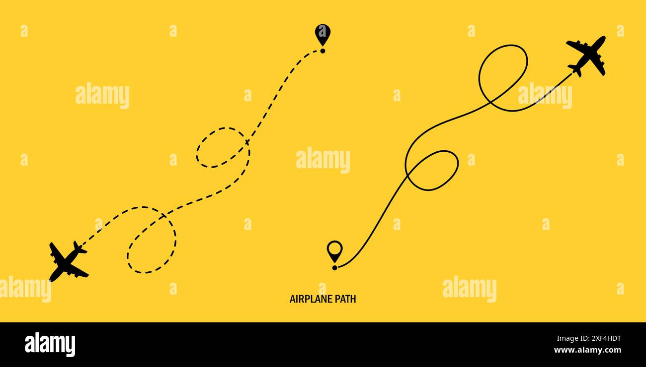 Travel concept. Dotted path airplane. Aircraft tracking. Airplane route ...