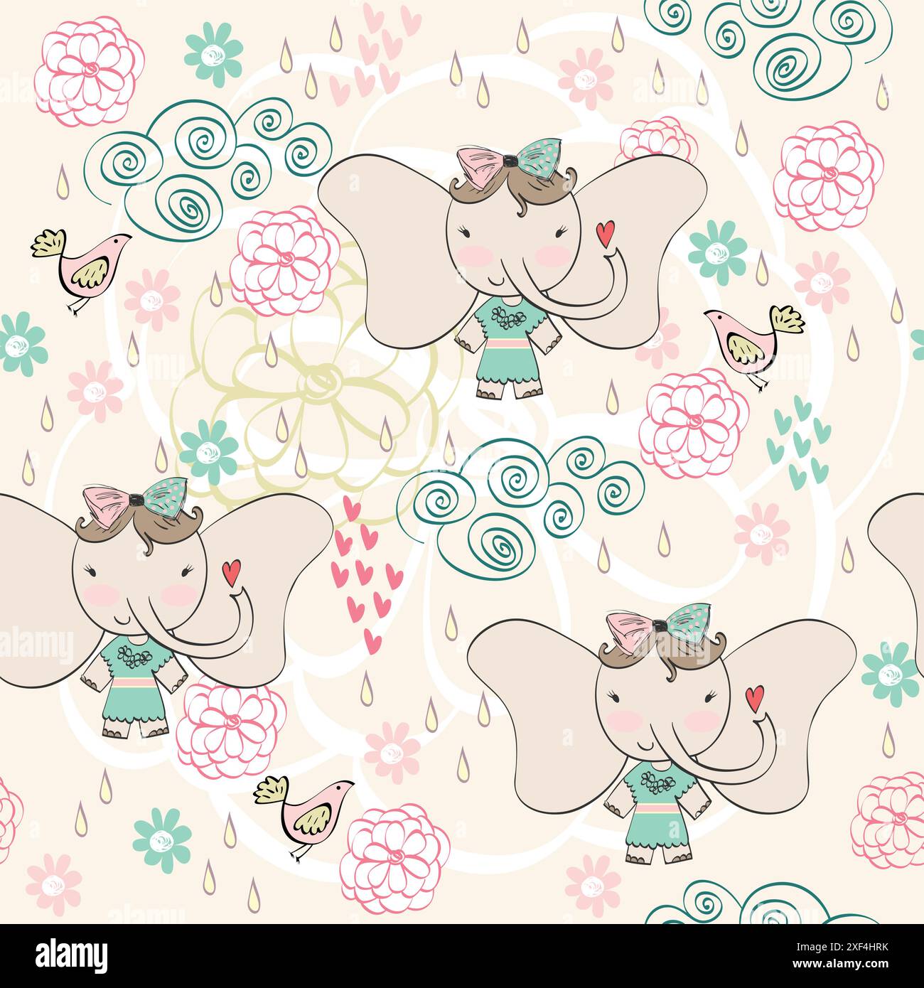 Fashion elephant girl. Vector hand drawn illustration Stock Vector ...