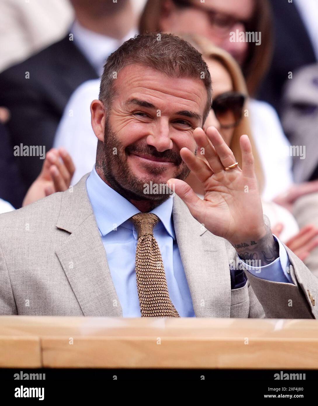 David Beckham in the royal box of centre court on day one of the 2024 ...