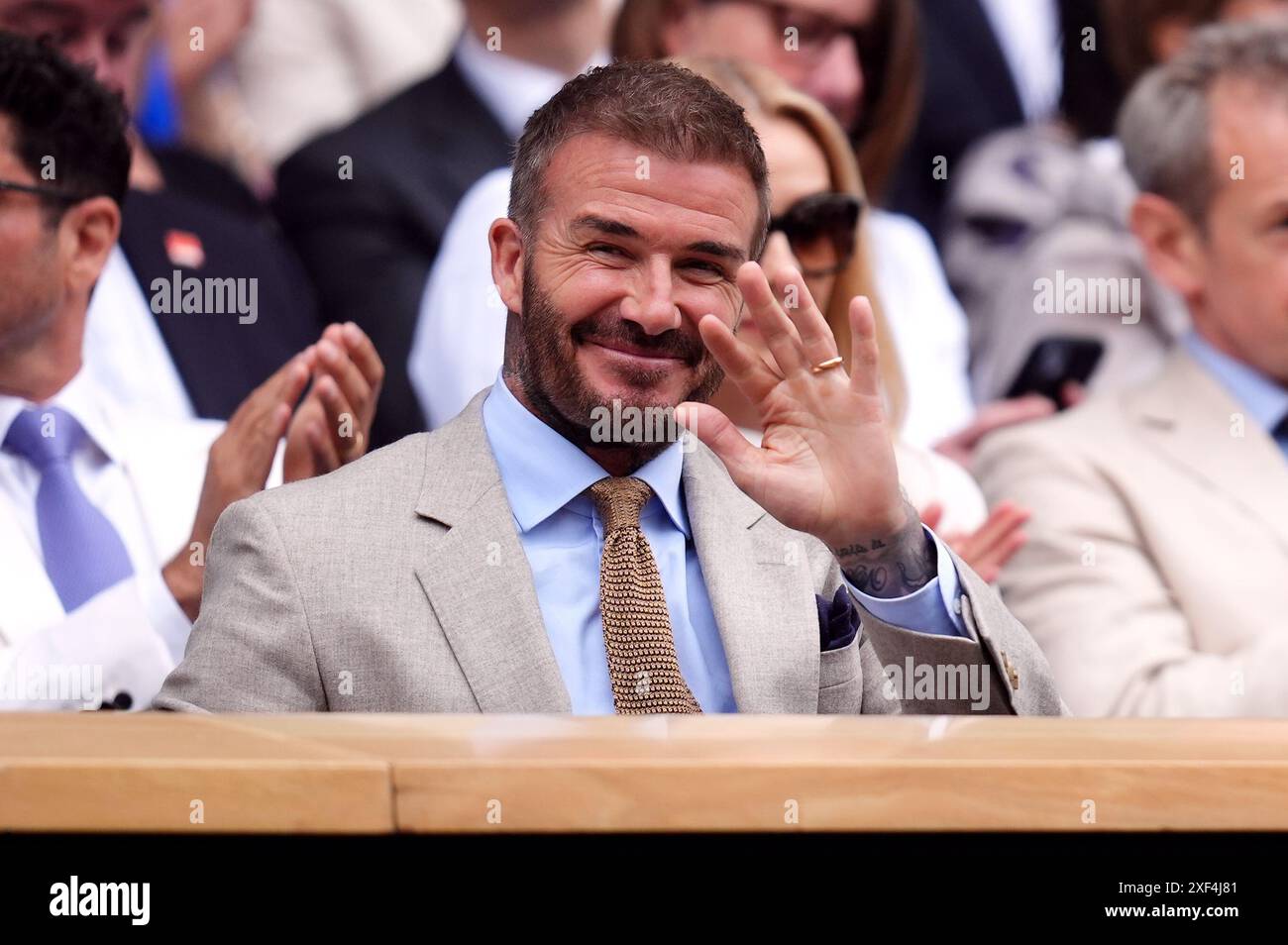 David Beckham in the royal box of centre court on day one of the 2024 ...