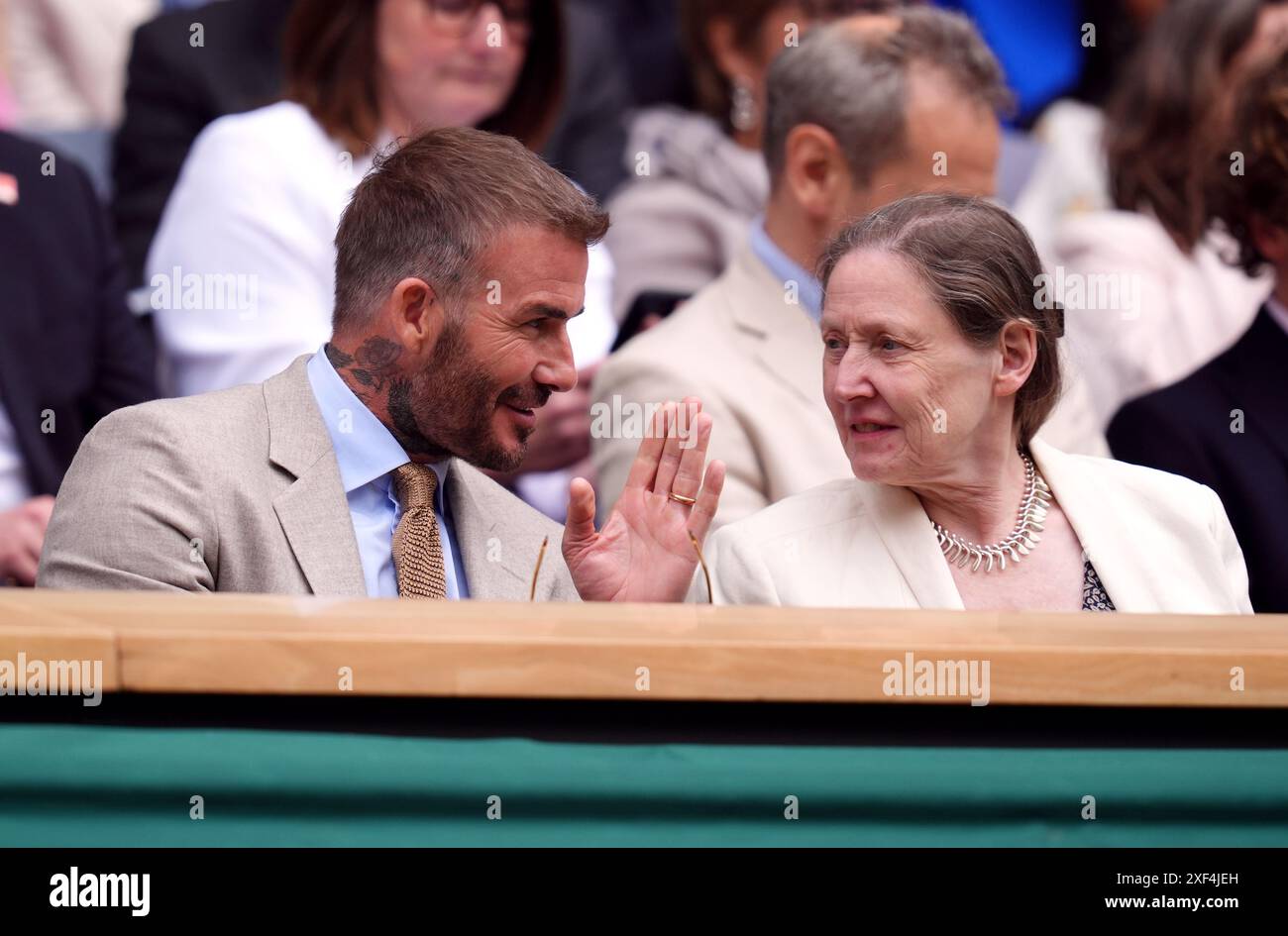 David Beckham and Susan Attenborough in the royal box of centre court ...
