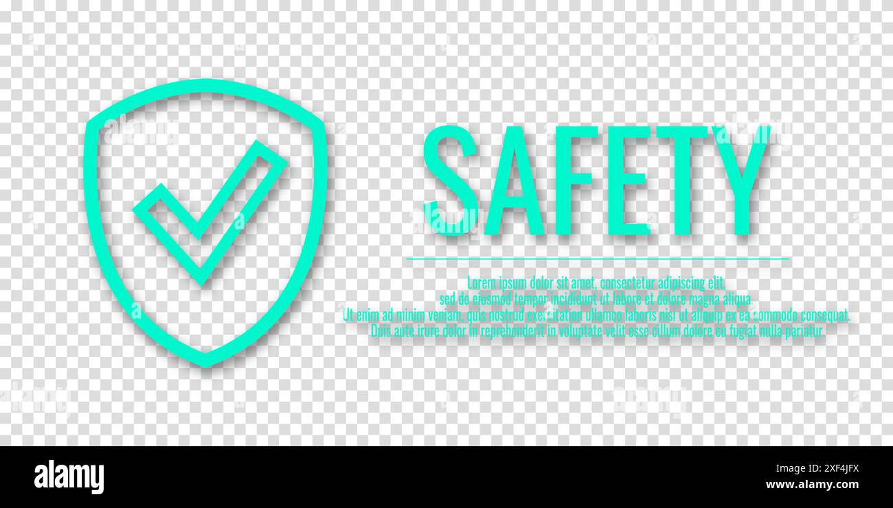 Safety banner with shield check. Vector illustration. Security concept ...