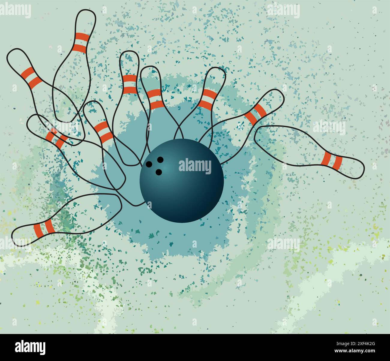 Bowling skittles scattering from impact of a ball Stock Vector Image ...