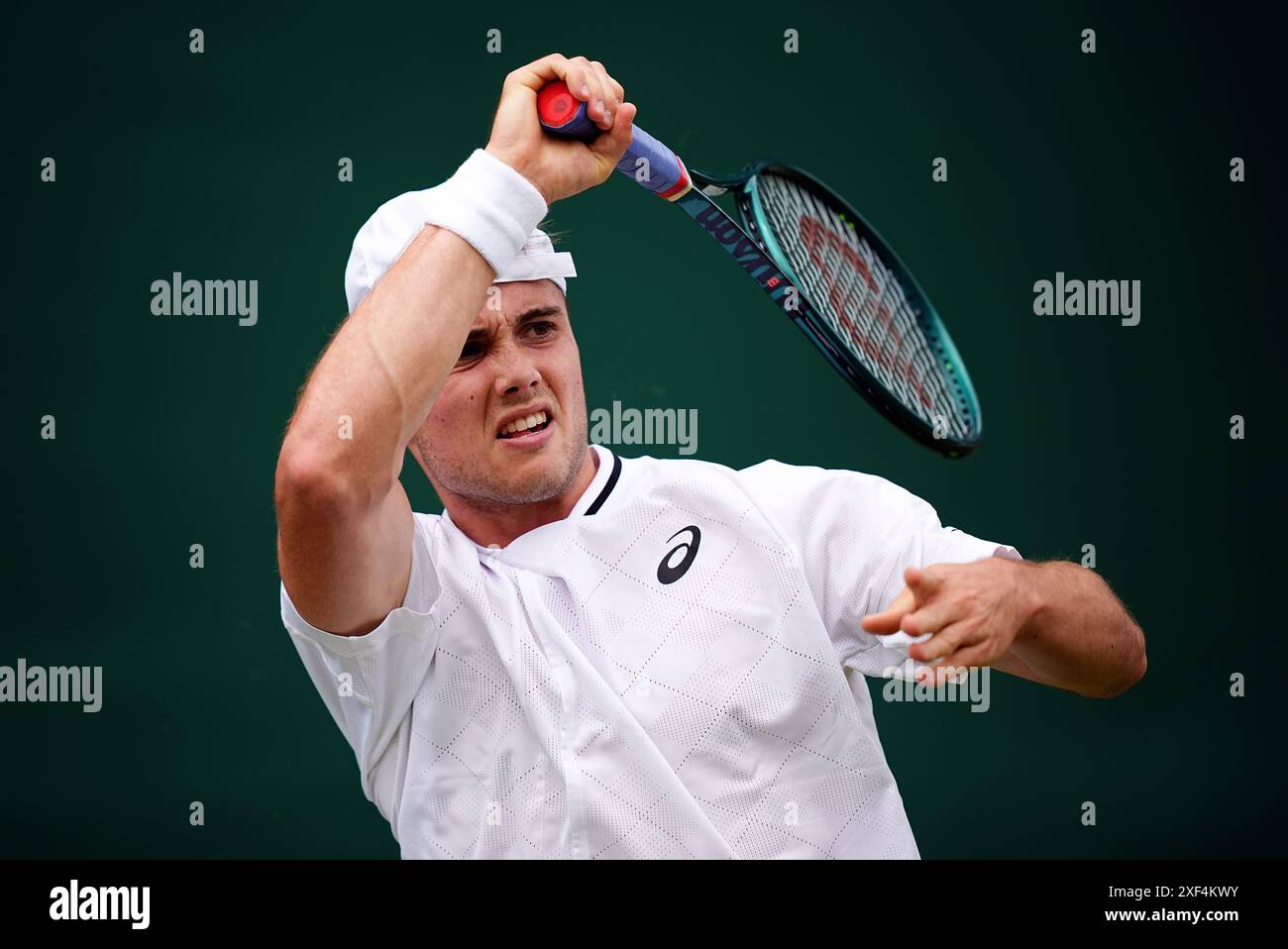 Arthur Fery in action against Daniel Altmaier (not pictured) on day one ...