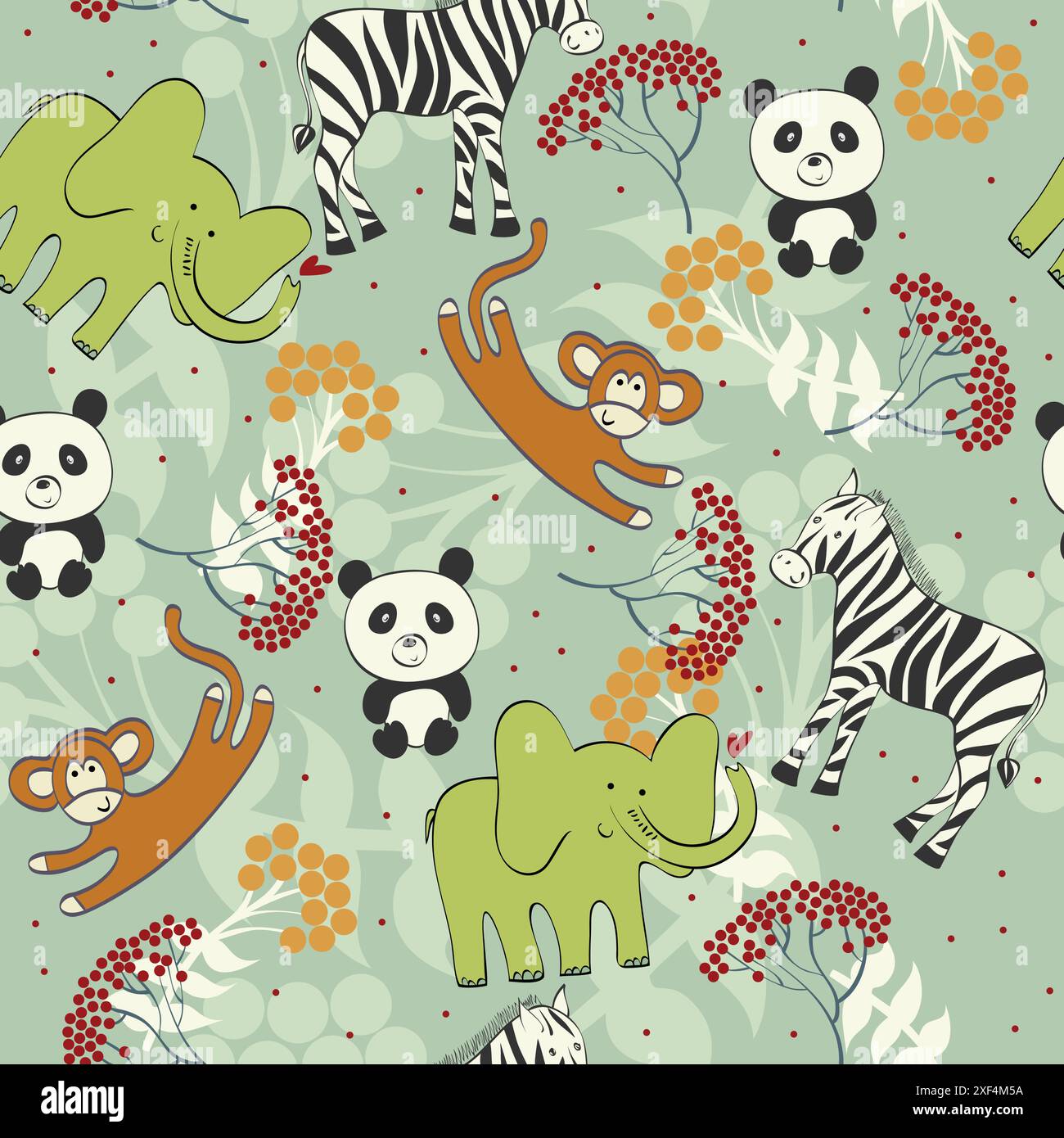 vector hand draw seamless pattern with animals Stock Vector Image & Art ...