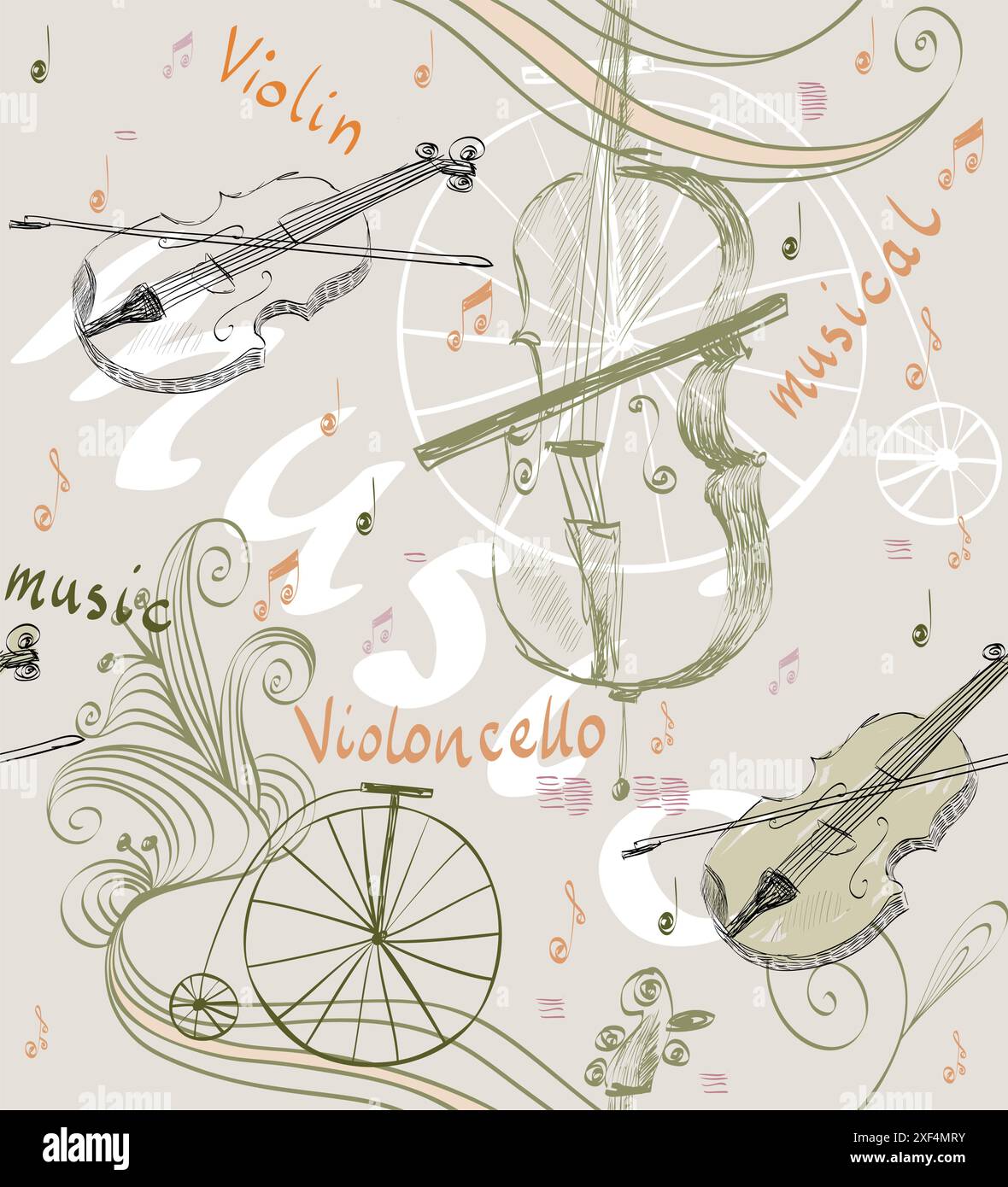 Vintage classical musical instruments Stock Vector Images - Alamy