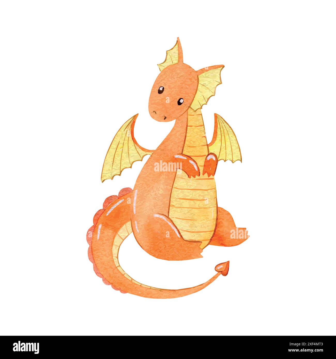 Cute cartoon dragon. Vector watercolor hand drawn illustration Stock ...