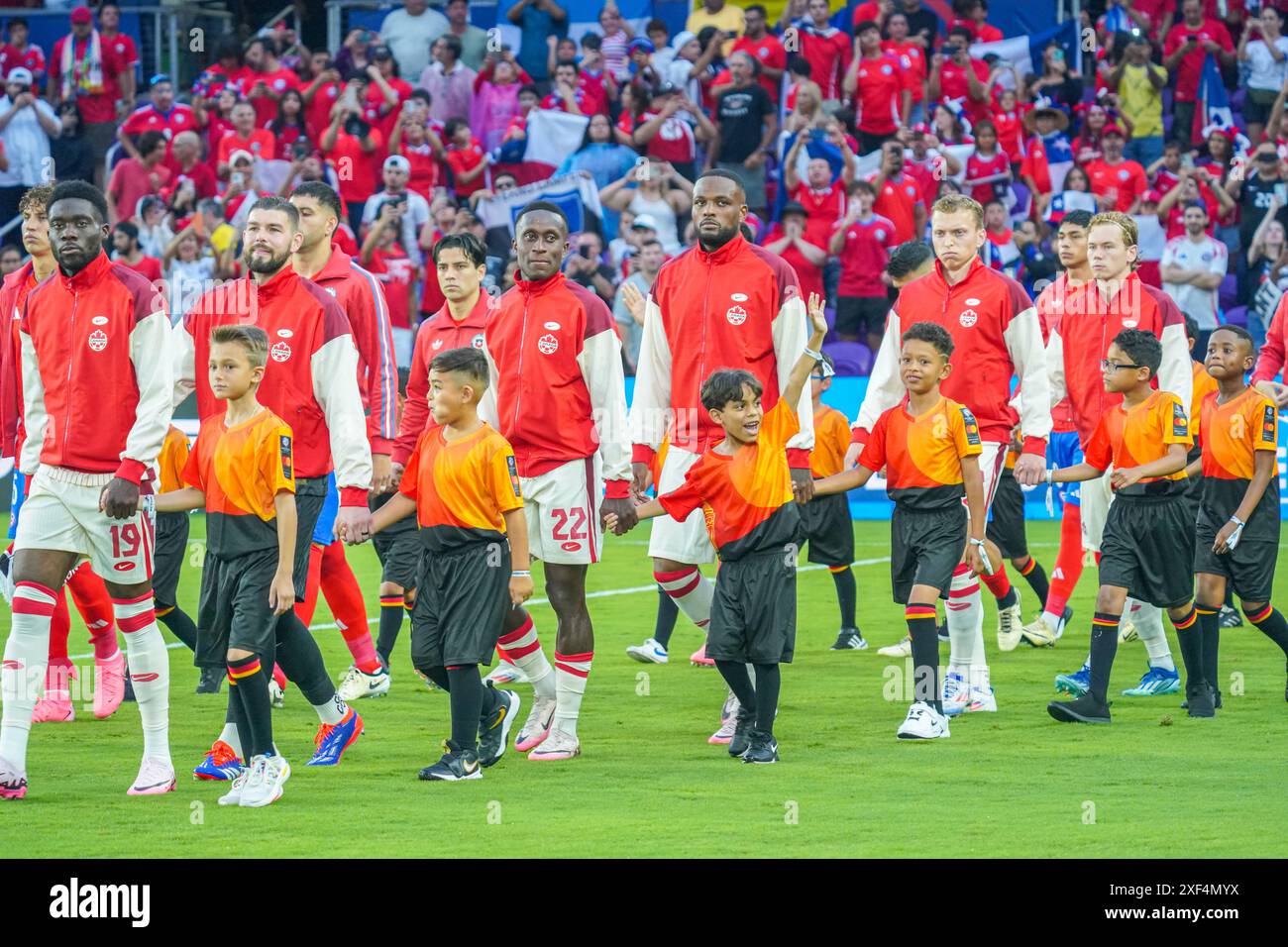 Orlando, Florida, USA, June 20, 2024, Chile and Canada players entering ...
