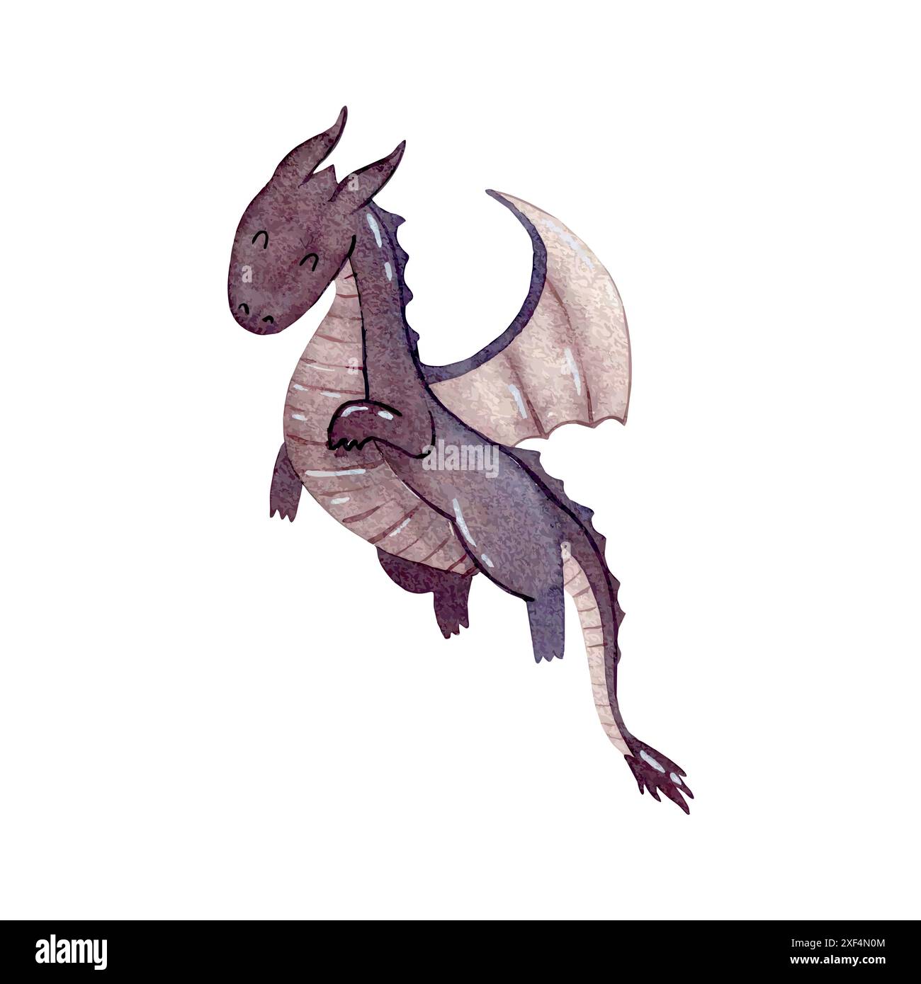 Cute cartoon dragon. Vector watercolor hand drawn illustration Stock ...