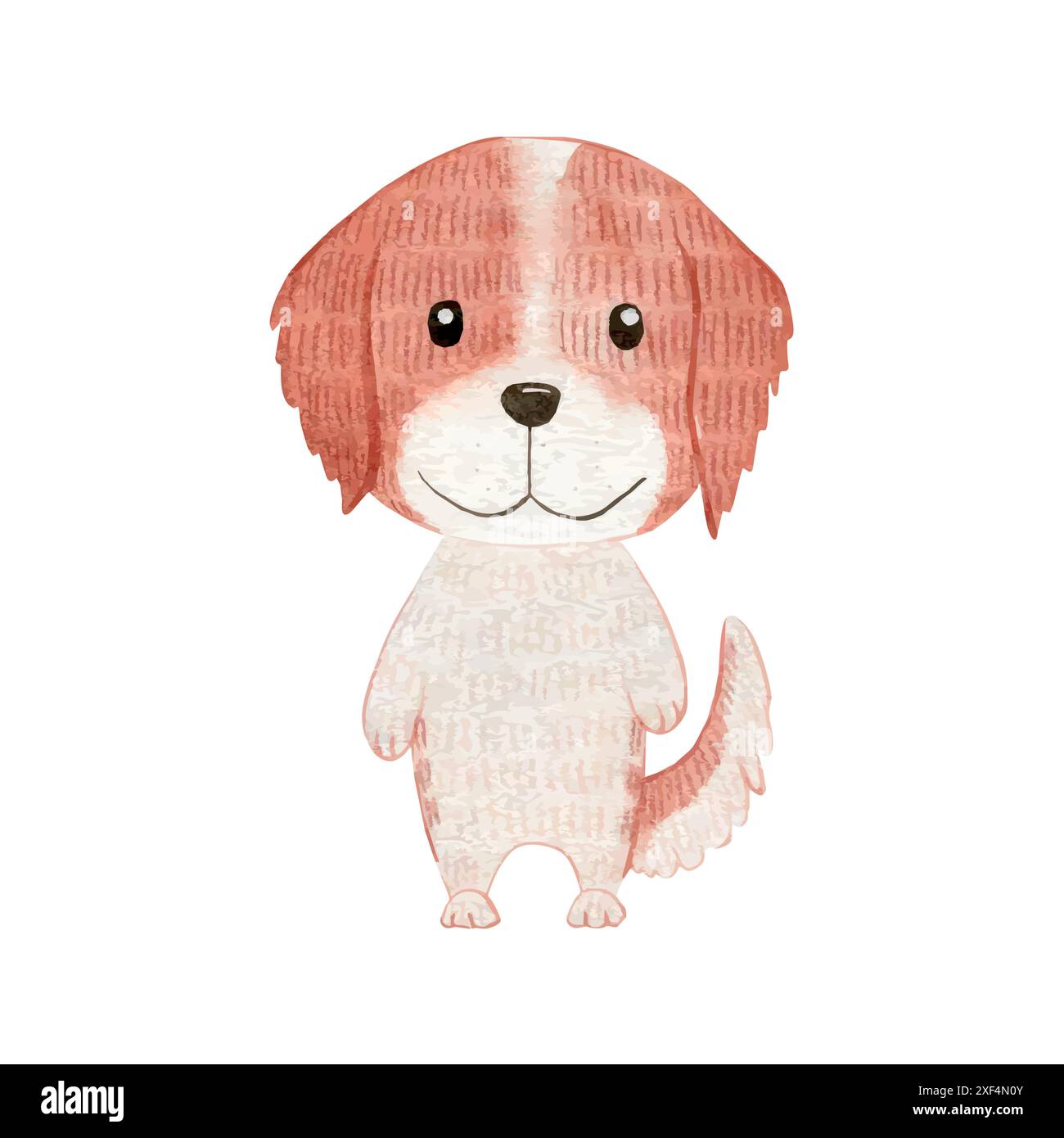 Cute red and white setter. Vector watercolor illustration isolated on ...