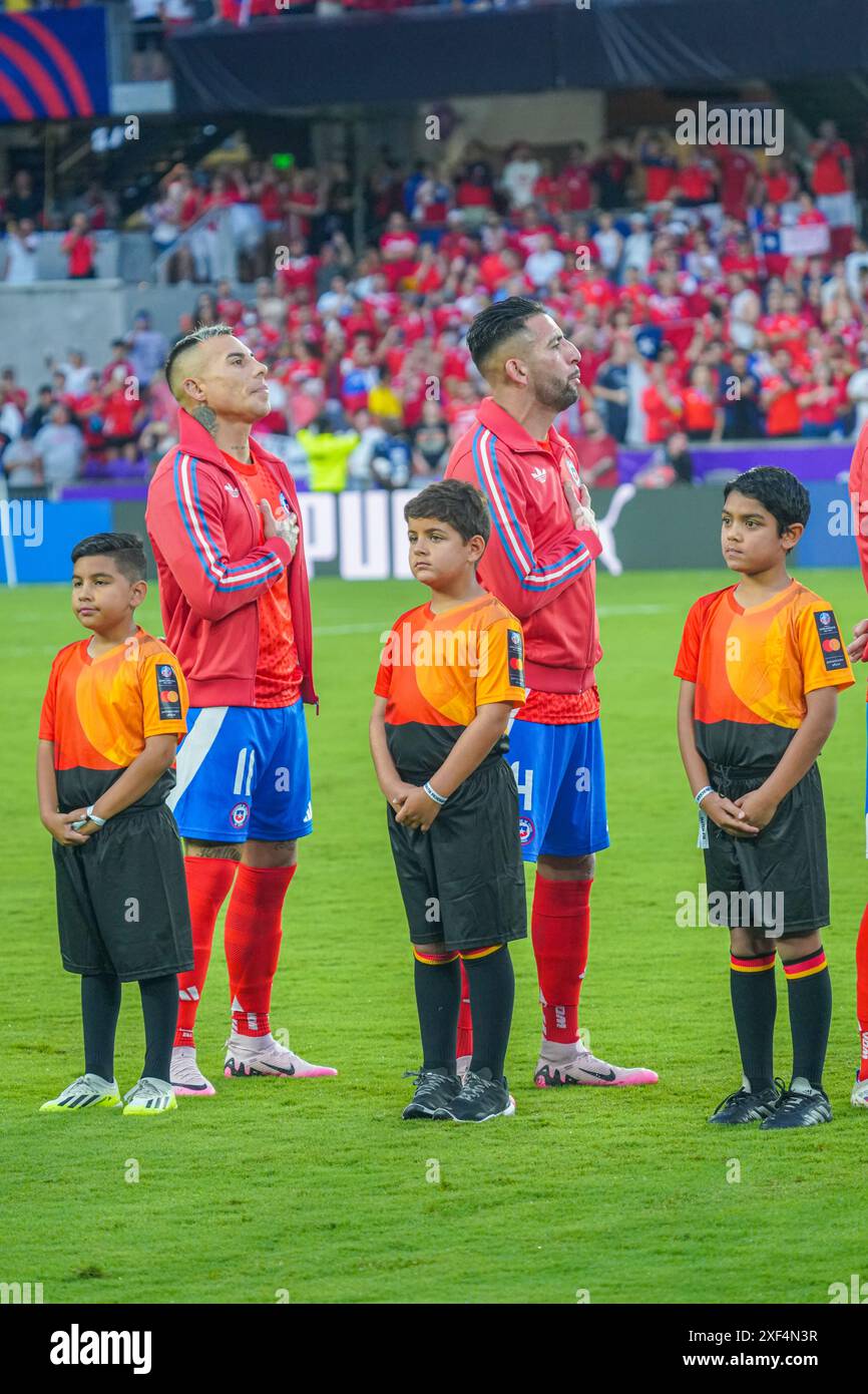 Orlando, Florida, USA, June 20, 2024, Chile players Eduardo Vargas #11 ...