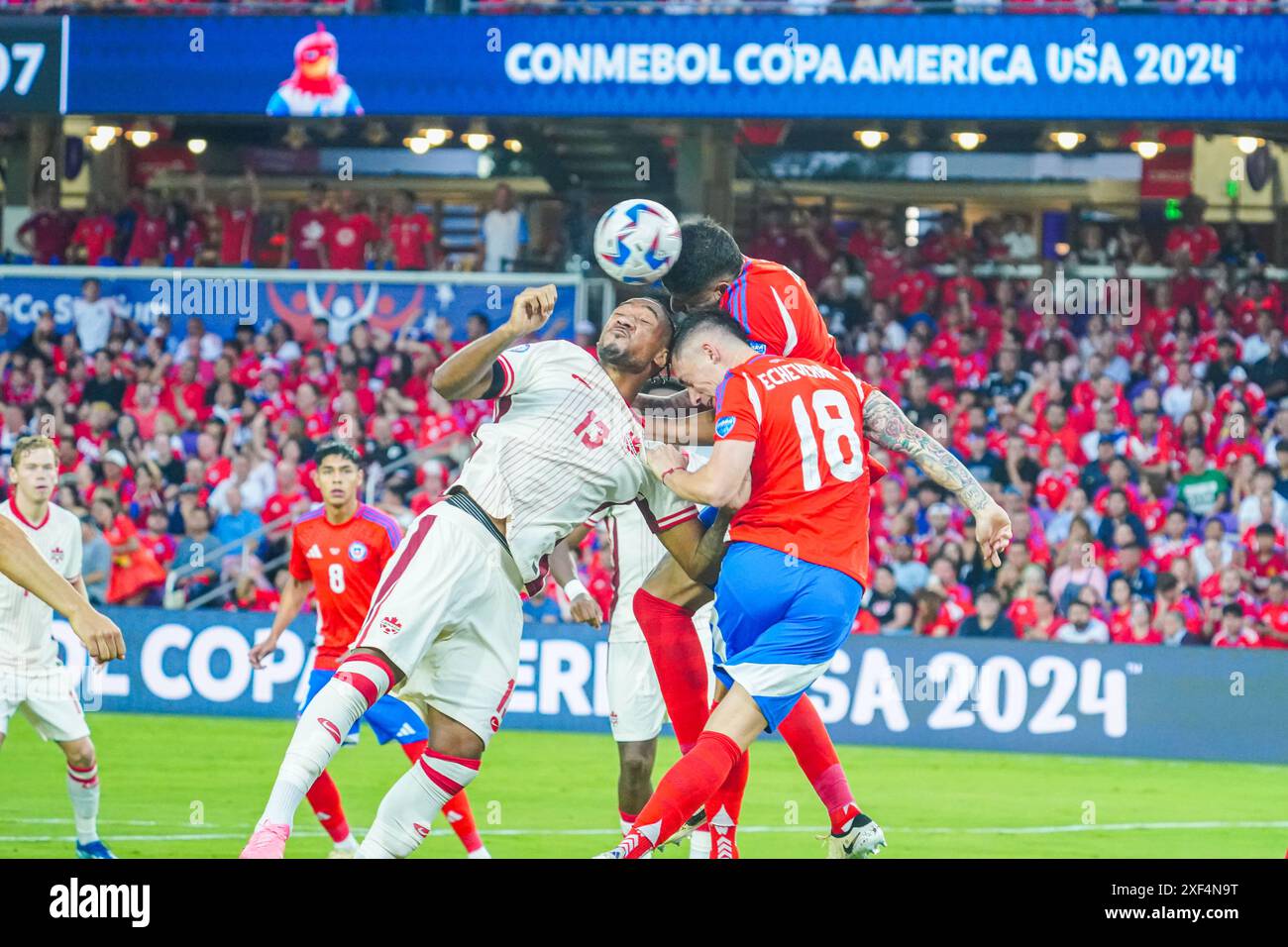 Orlando, Florida, USA, June 20, 2024, Chile and Canada players fight ...