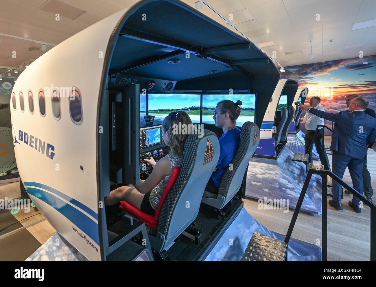 Cottbus, Germany. 01st July, 2024. Three full-motion flight simulators ...