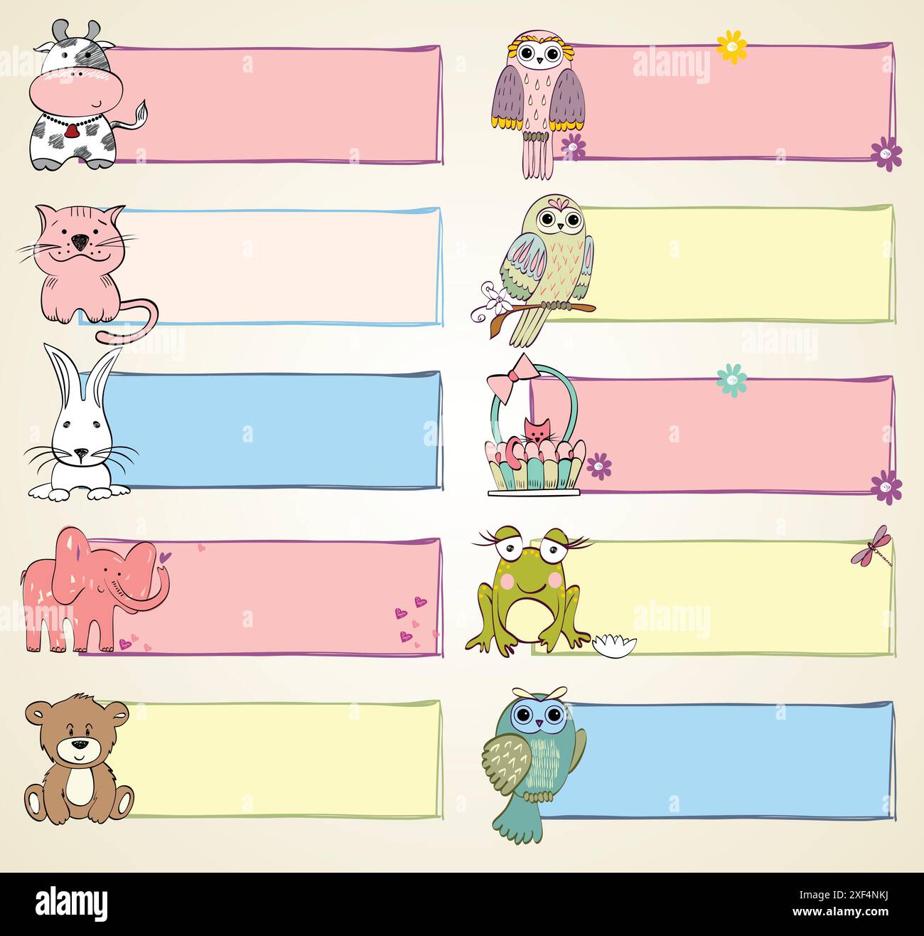 Vector hand drawn baby banners with animals Stock Vector Image & Art ...