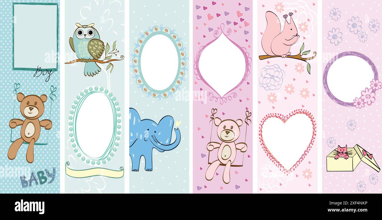 Collection of cute baby banners with animals Stock Vector Image & Art ...