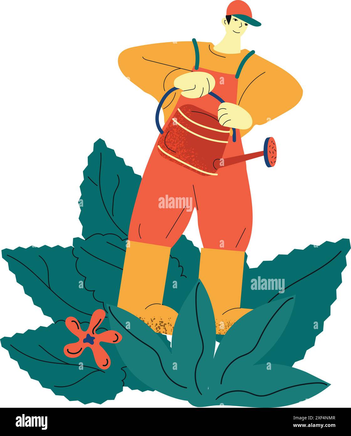 Green plants in orange Stock Vector Images - Alamy