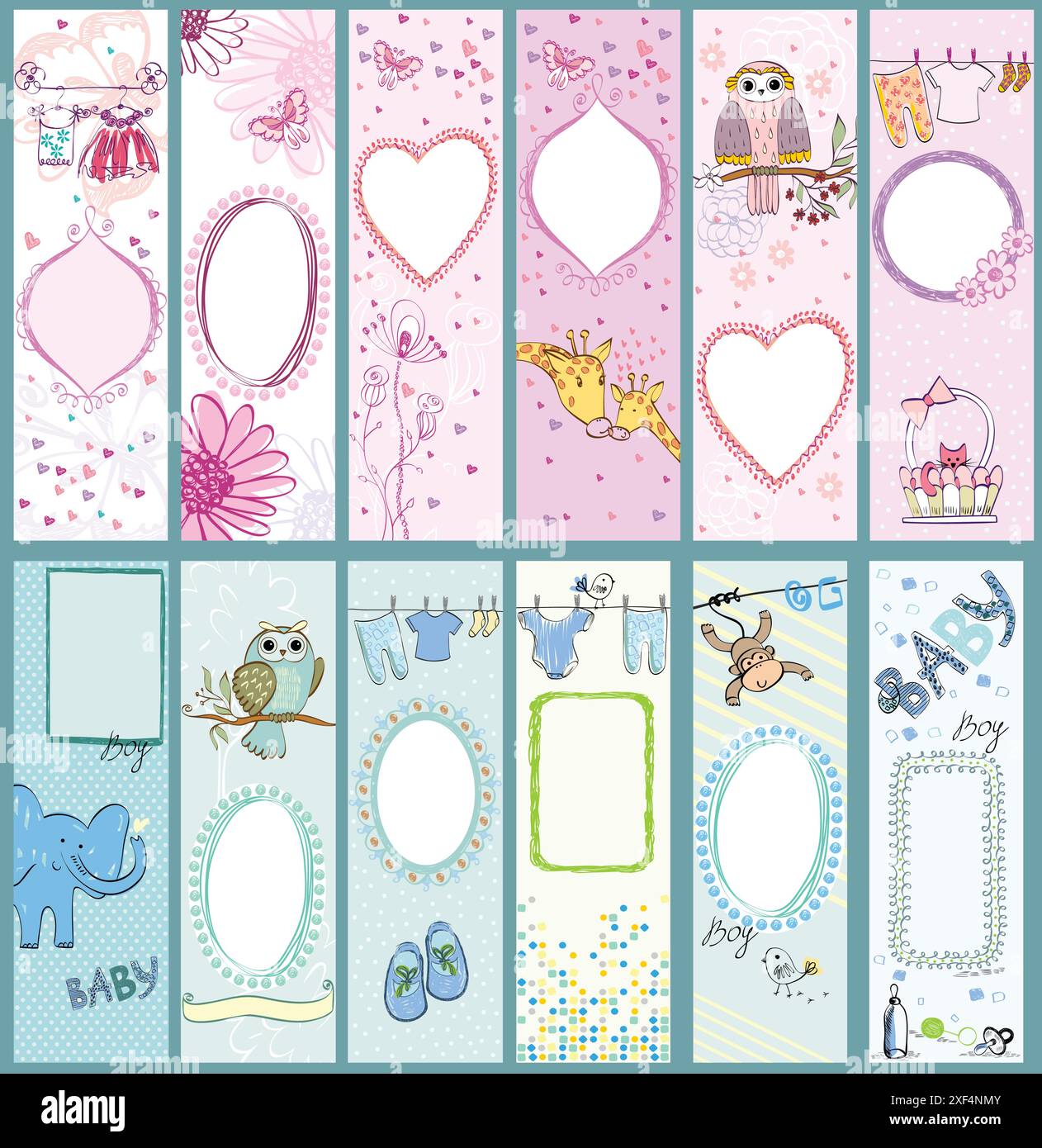 Collection of cute baby banners with animals Stock Vector Image & Art ...