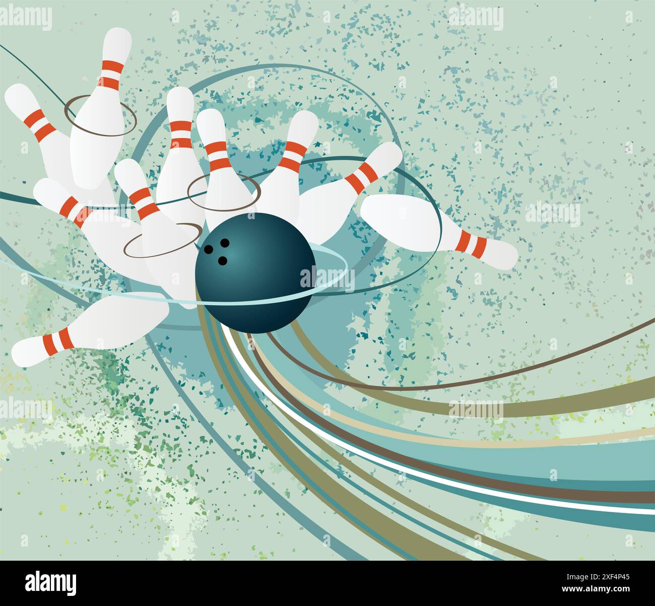 Bowling skittles scattering from impact of a ball Stock Vector Image ...