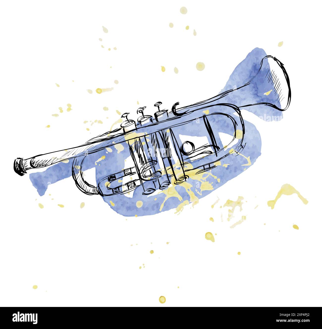 Hand drawn illustration of musical sketch trumpet Stock Vector Image ...