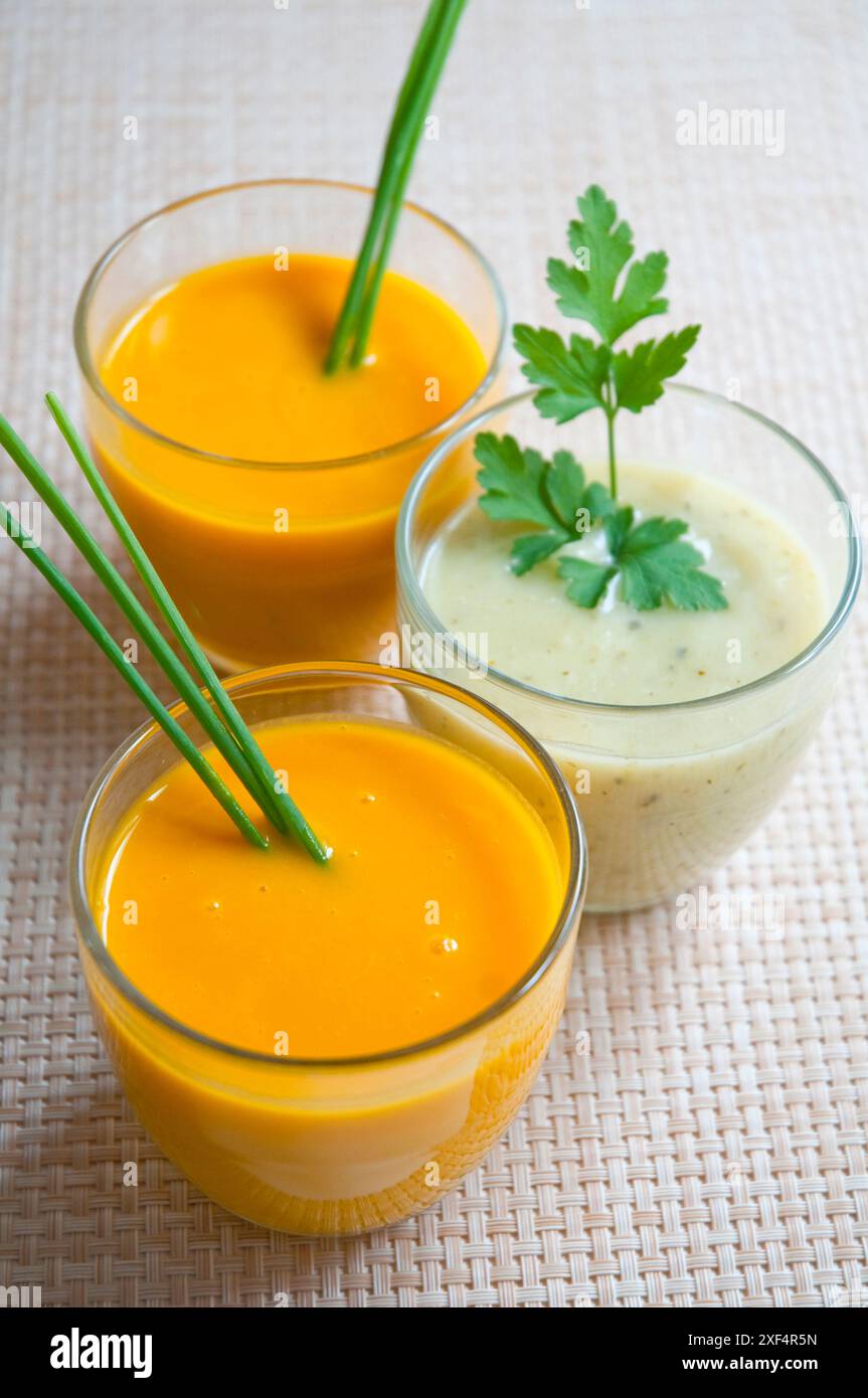 Three vegetables creams Stock Photo - Alamy