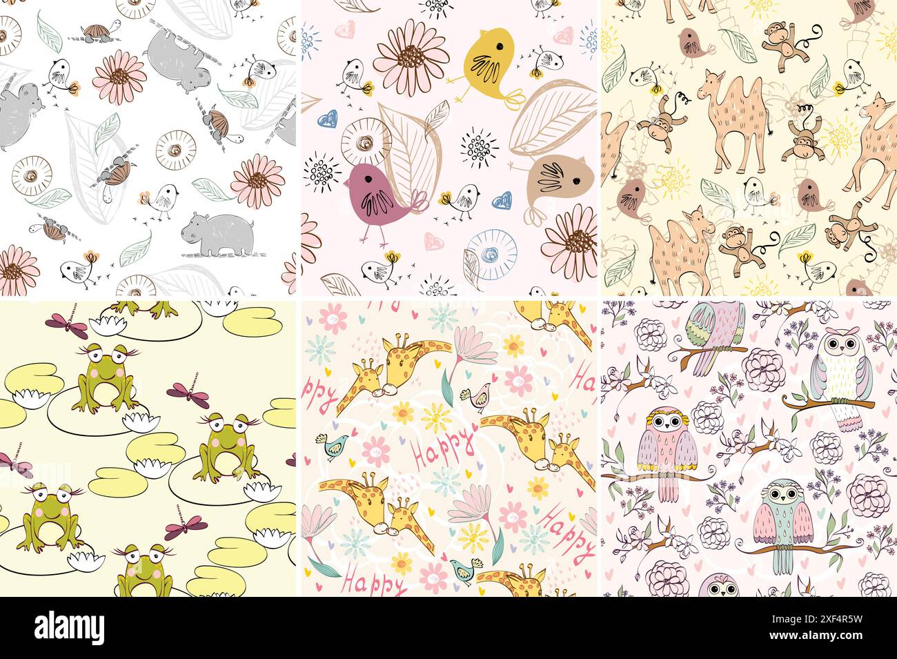 vector hand draw seamless pattern with animals Stock Vector Image & Art ...