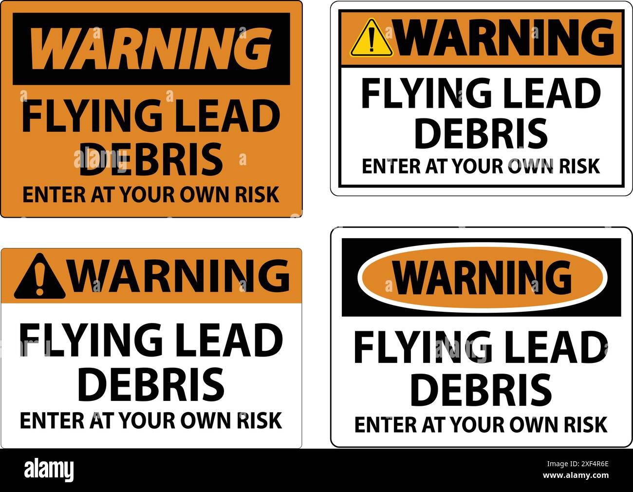 Warning sign warning about the dangers of flying lead debris ...