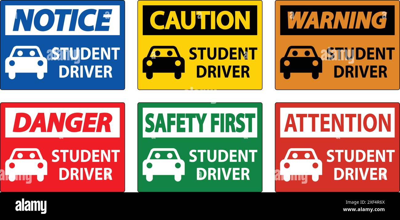 Caution Sign, Student Driver Sign Stock Vector Image & Art - Alamy
