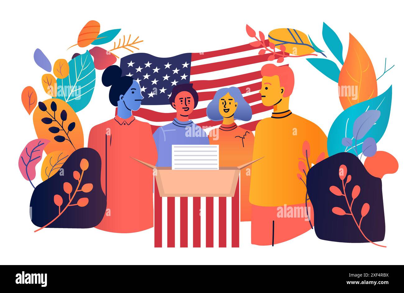 US presidential election voters casting ballots diverse group of people ...