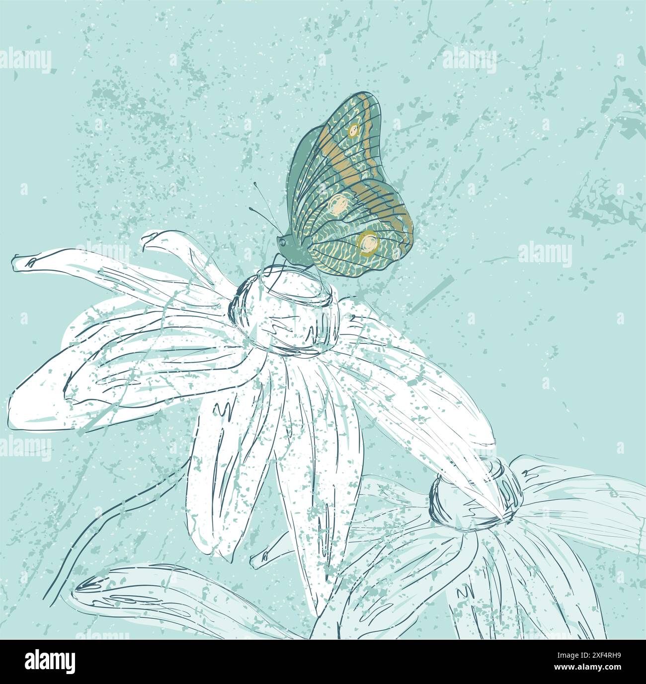 Illustration of beautiful butterflies flying around flower Stock Vector ...