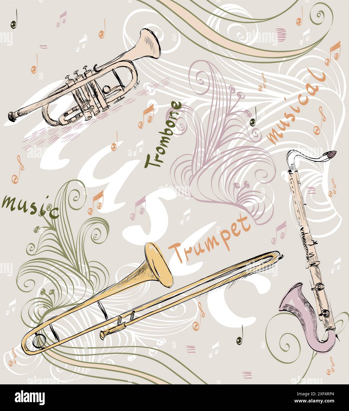 Outline seamless pattern musical hi-res stock photography and images ...