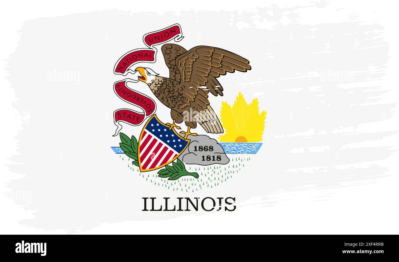 Illinois US flag, wide brush stroke on transparent background, vector ...