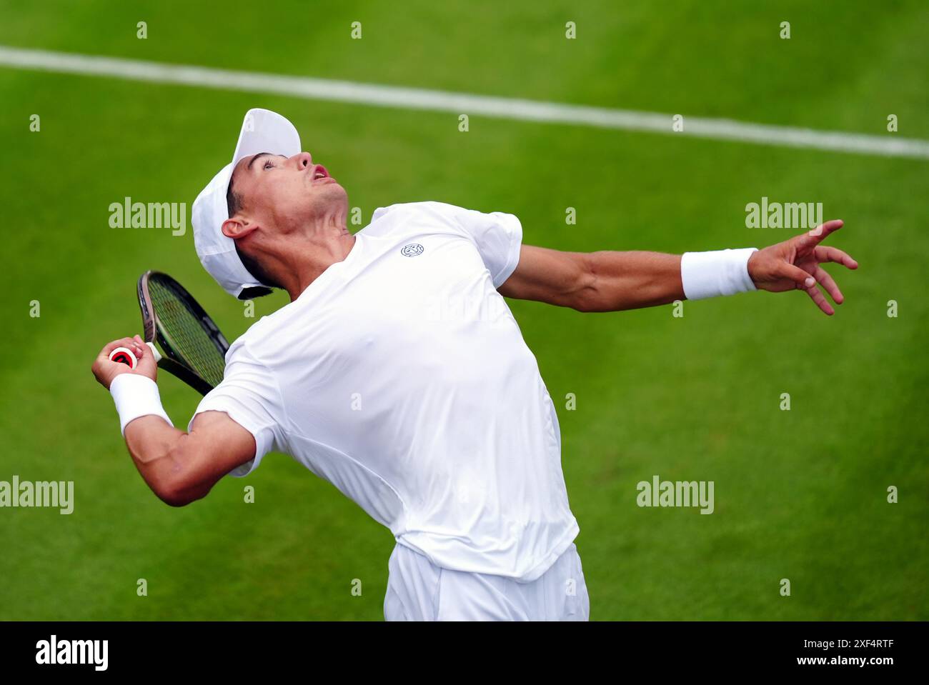 Charles Broom during his match against Stan Wawrinka (not pictured) on ...