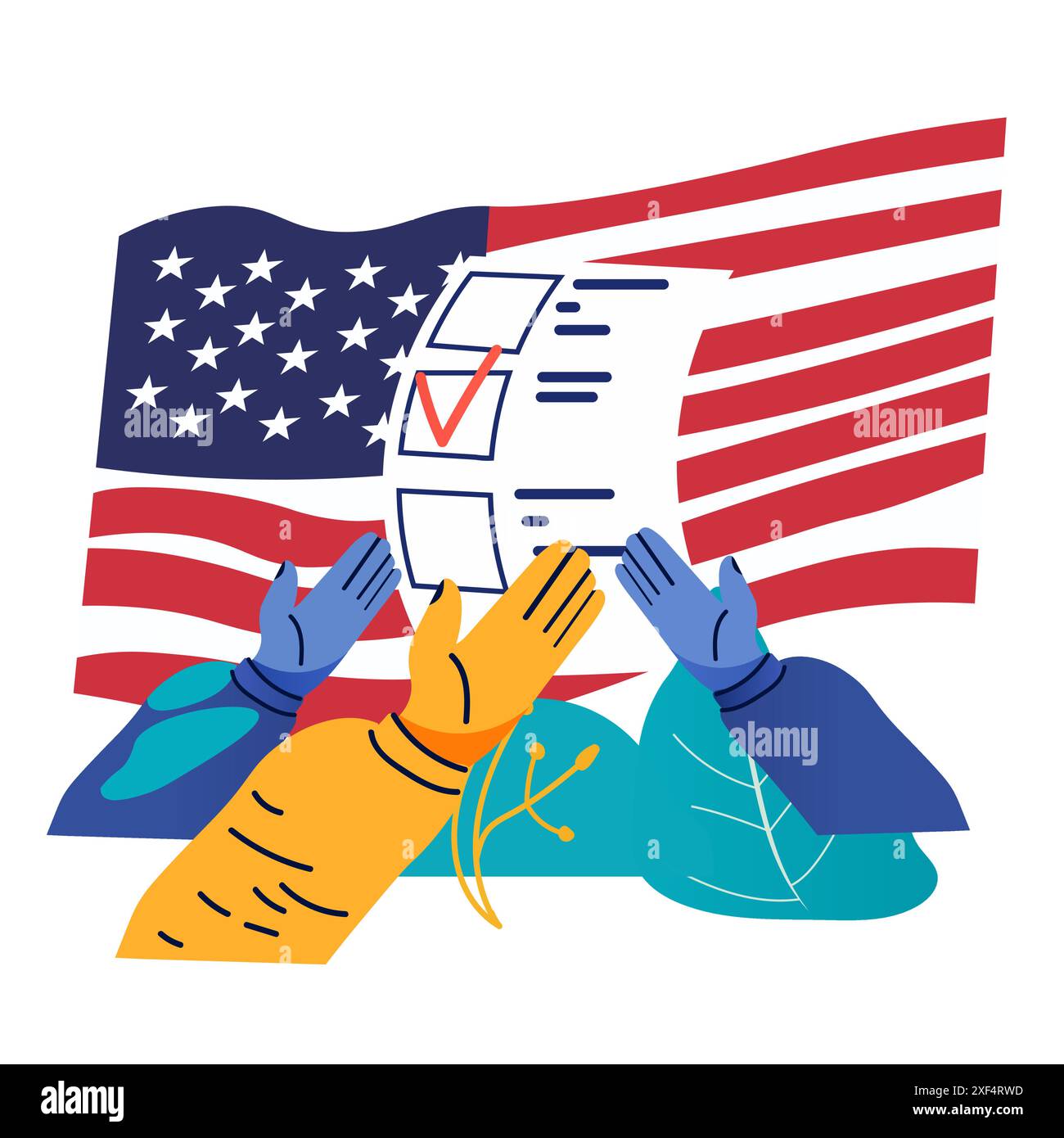 US presidential election voting hands ballot American flag democracy ...