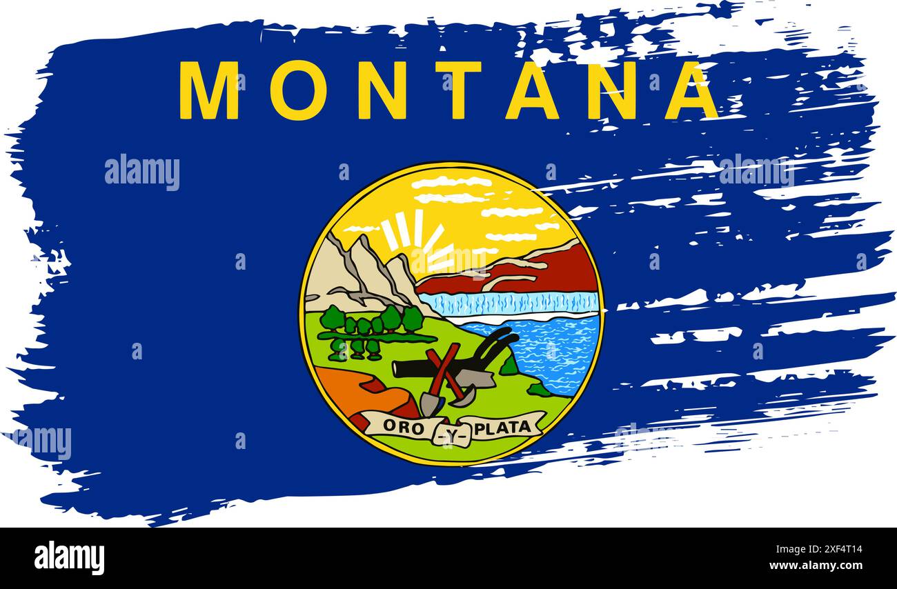 Montana US flag, wide brush stroke on transparent background, vector ...