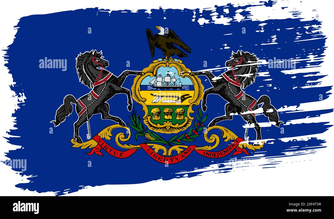 Pennsylvania US flag, wide brush stroke on transparent background ...