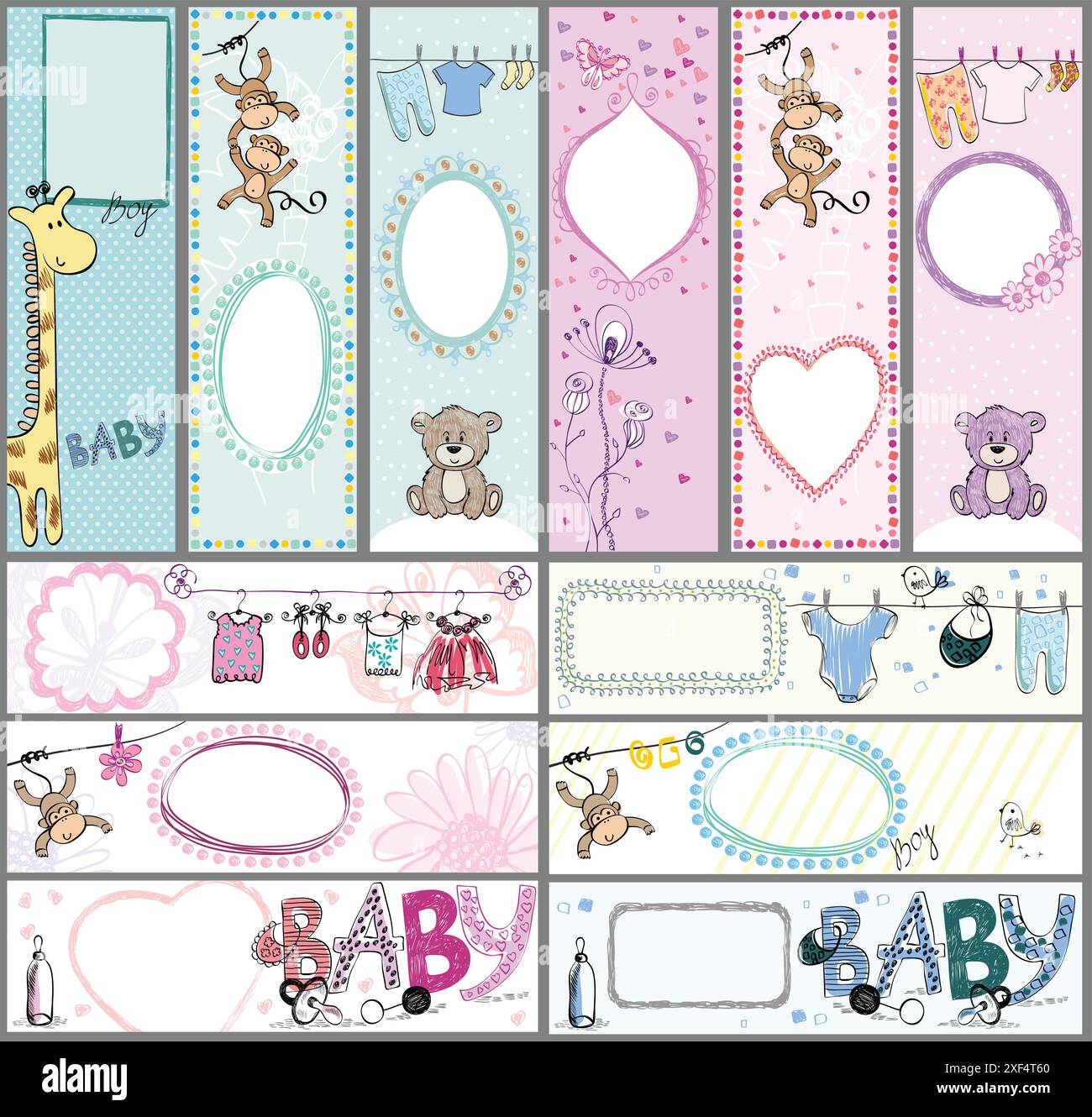 Collection of cute baby banners with animals Stock Vector Image & Art ...