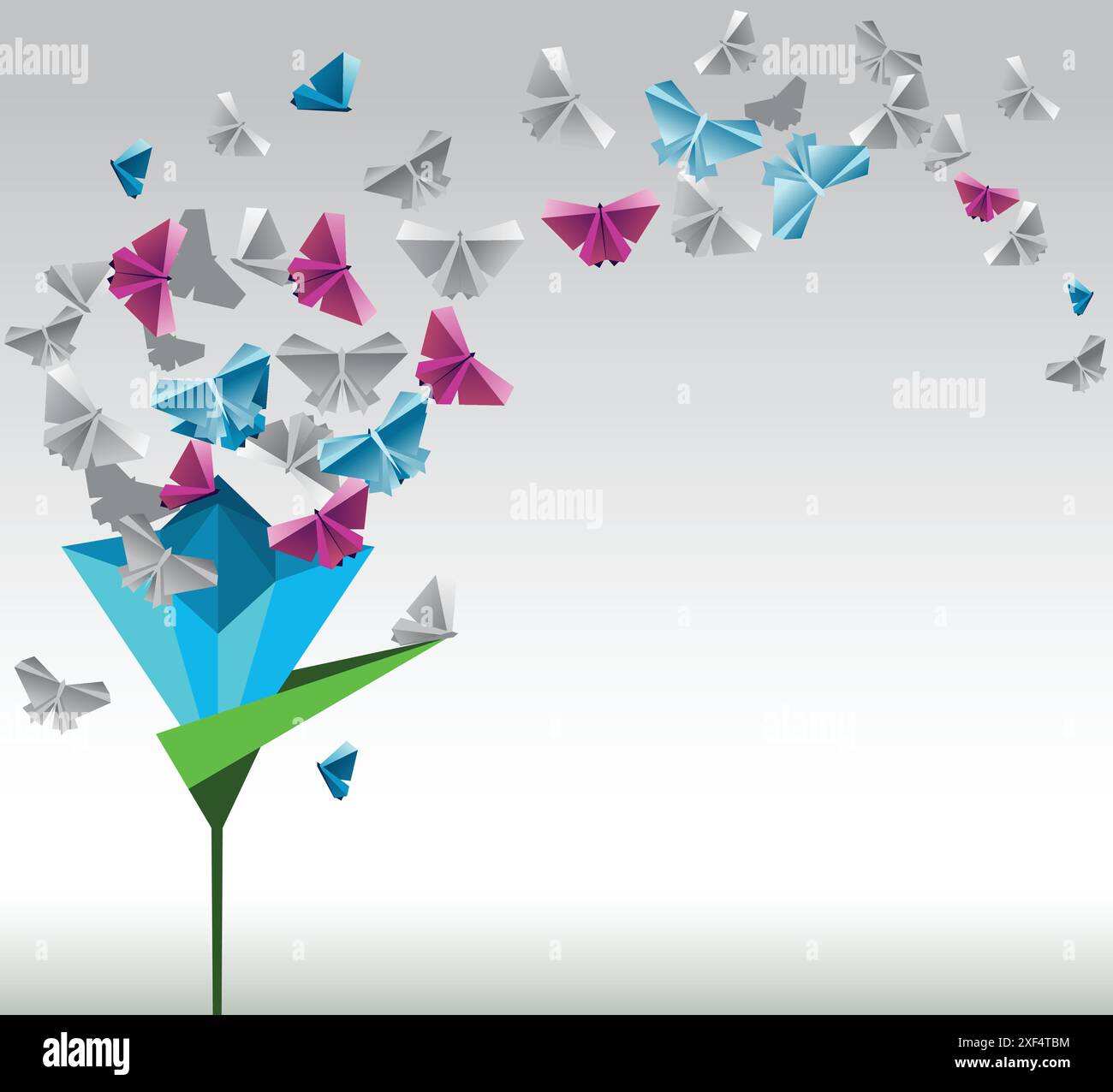 Origami abstract background. Paper butterflies and flower Stock Vector ...